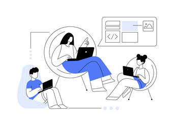 Computer programming camp abstract concept Vector Image