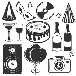Party set of emblems badges stickers Royalty Free Vector