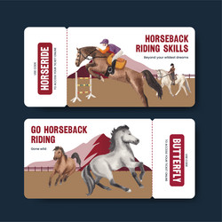 Ticket template with horseback riding Royalty Free Vector