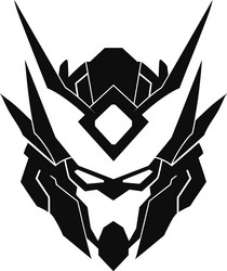 Mecha mask emblem in black over white Royalty Free Vector