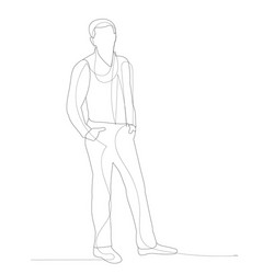 White background outline sketch man walking Vector Image