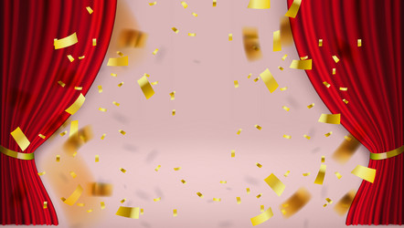 3d red open curtains copy space background Vector Image
