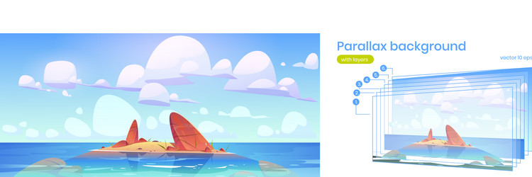 Parallax background with sea beach landscape Vector Image