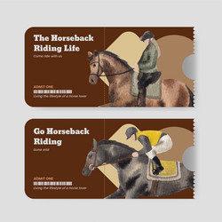Ticket template with horseback riding Royalty Free Vector