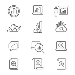 Process data analysis icon set in thin line style Vector Image