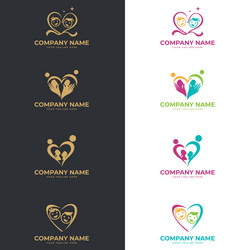 Family logo template 4 people group logo Vector Image