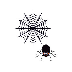 Cute smiling black spider hanging on a string Vector Image