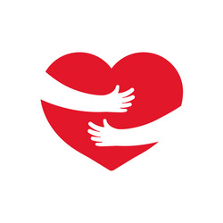 Hands embracing red heart with love Royalty Free Vector