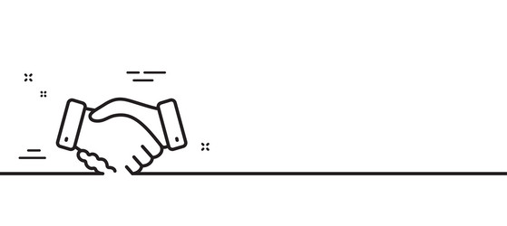 Handshake line icon hand gesture sign minimal Vector Image