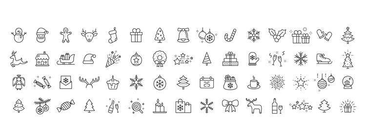 Set of 60 christmas icons merry Royalty Free Vector Image