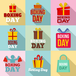 Discount boxing day logo set flat style Royalty Free Vector