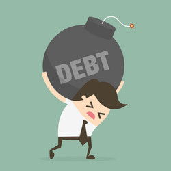 Business man with debt Royalty Free Vector Image
