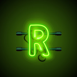 The Letter R In Neon Green