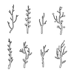 Collection of tree twigs and branches Royalty Free Vector