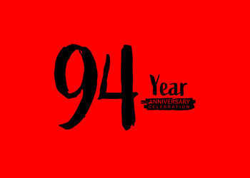 94 years anniversary celebration logo with red Vector Image