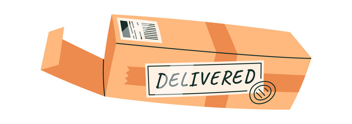 Cartoon cardboard box flat icon Royalty Free Vector Image