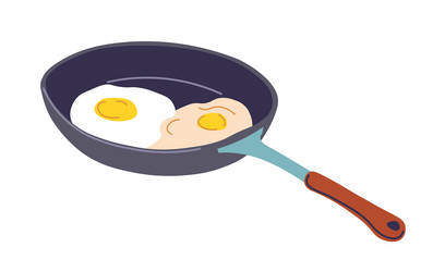 Frying pan with egg icon cartoon style Royalty Free Vector