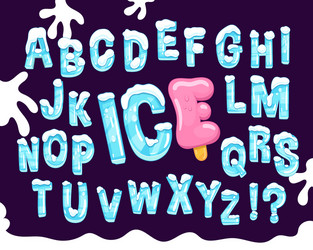 Ice alphabetwith snow caps Royalty Free Vector Image