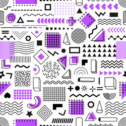 Memphis geometric shapes seamless pattern Vector Image