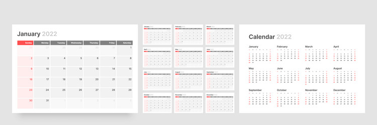 Monthly calendar template for 2024 year the week Vector Image