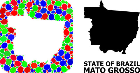 Mosaic stencil and solid map mato grosso do sul Vector Image