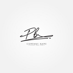 Pb initial signature logo handwritten log Vector Image