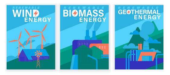 Renewable energy source posters collection Vector Image