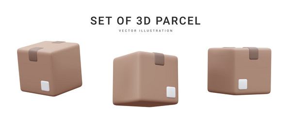 3d realistic parcel with wings isolated on white Vector Image