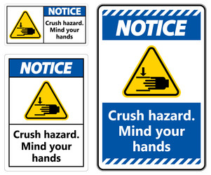 Warning crush hazard mind your hands sign Vector Image