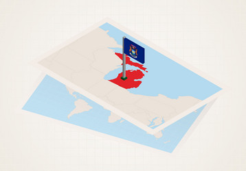 Michigan is depicted on a folded paper map Vector Image