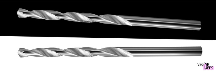 Modern steel realistic gilded drill bit Royalty Free Vector