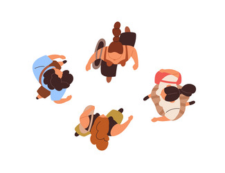 Walking people view from top male and female Vector Image