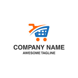 On line shop logo consisting of shopping cart Vector Image