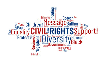 Civil rights world cloud background federal Vector Image