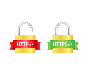 Http and https protocols on shield on white Vector Image