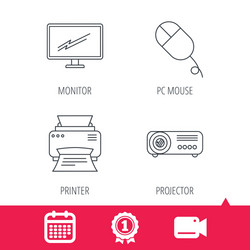 Computer Icons: Monitor, Printer, Projector Vector Image