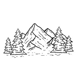 Mountains in engraving style nature landscape Vector Image