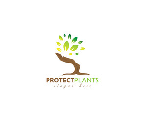Protection plants logo design Royalty Free Vector Image