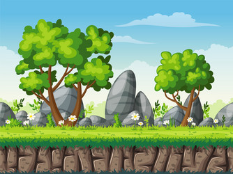 Seamless nature cartoon background with separate Vector Image