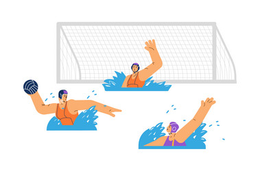 Water polo athletes team in pool characters flat Vector Image