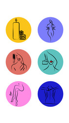 Set six round icons for topical spa Royalty Free Vector