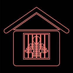 Neon prison jail gaol house with grate on window Vector Image