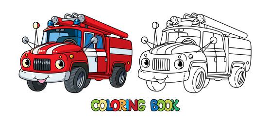 Fire truck or engine coloring book set Royalty Free Vector