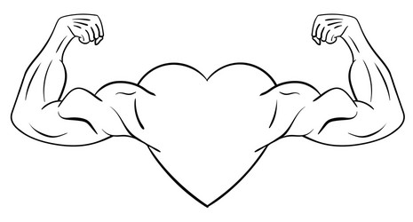 Heart with muscular arms Royalty Free Vector Image