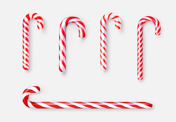 Set of realistic colorful candy canes Royalty Free Vector