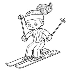 Coloring book for children embroidering girl Vector Image