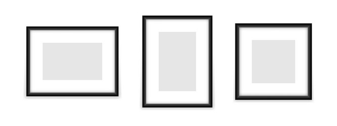 Black photo frame template blank rectangular Vector Image