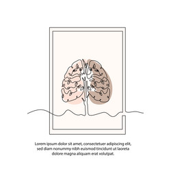 One line lung tree poster drawing Royalty Free Vector Image