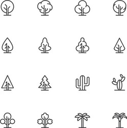 Primitive simple contour line trees nature plants Vector Image