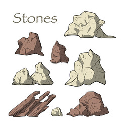 Realistic stone mineral icon set Royalty Free Vector Image